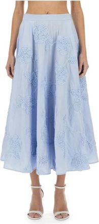 Rotate Maxi-Rock mit Blumenapplikationen - - Skirts - Damen - Blau - M
