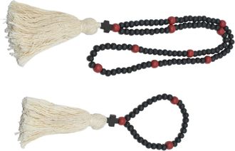 DOITOOL 2 St&uuml;ck Holzkreuz Halskette mit Perlen und Quaste Christlicher Schmuck f&uuml;r Auto und Zuhause Unisex Anh&auml;nger als Religi&ouml;ses Geschenk zu Weihnachten und