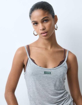 Lacoste d&eacute;bardeur en jersey doux avec d&eacute;tail &eacute;tiquette gris