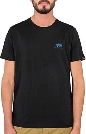 Alpha Industries Alpha Industries Alpha Indutries Basic T Small Logo T-Shirt pour Homme, Black/Blue, Medium