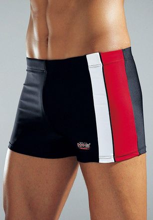 H.I.S Boxer-Badehose H.I.S, Herren, Gr. 4, N-Gr, wei&szlig; (schwarz, rot, wei&szlig;), Polyamid, Badehosen, mit Kontrasteins&auml;tzen, Topseller