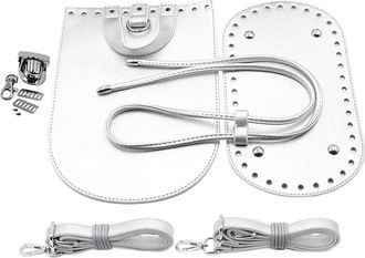 Hellery 7telig Taschenzubehör, inkl. Taschenboden Tascheneinlegeboden Taschenseiten, Schulterriemen für Handtasche - Silber