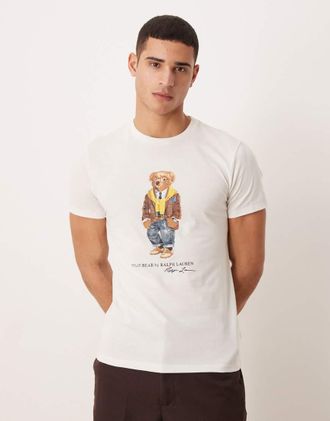 Polo Ralph Lauren Heritage - Custom-Fit-T-Shirt in Wollwei&szlig; mit Polo Bear
