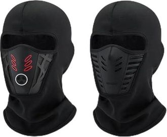 Generic Lot de 2 cagoules de ski - Double couche - Coupe-vent et chaud - Masque de v&eacute;lo - Masque de moto respirant - Convient pour les sports dhiver de plein 