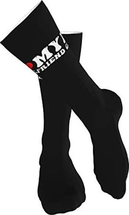 AOOEDM I Love My Girlfriend Chaussettes Hiver Printemps Chaud Épais Crew Chaussettes Évacuant Lhumidité Compression Chaussettes Athlétiques Pour Hommes Femme