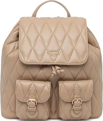 Twinset Femme, Sacs, Beige, Taille: ONE Size Sac &agrave; dos matelass&eacute; avec poches