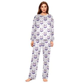Alaza Ensemble de pyjama en polaire pour femme, motif abeilles volantes, vêtements de détente deux pièces, vêtements de nuit, pyjama thermique super doux, t