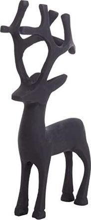 Brandsseller Figurine d&eacute;corative 19 cm Renne Cerf M&eacute;tal Sculpture D&eacute;coration No&euml;l Hiver - Noir