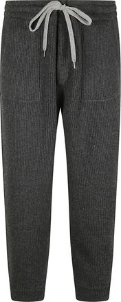 Brunello Cucinelli Homme, Pantalons, Gris, Taille: S Joggers en maille anglaise de cachemire