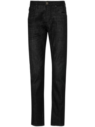 Emporio Armani jean slim à taille mi-haute - Noir