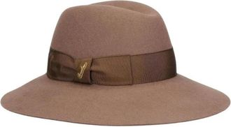 Borsalino Caps & Mützen - Wide-Brimmed Claudette Felt Hat With Logo Band - Gr. L - in Braun - für Damen