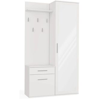 Selsey Selsey Duvio - Flurgarderobe mit Schrank und Spiegel, Wei&szlig;, 100 cm