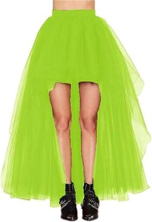 MisShow MisShow Jupe longue tutu en tulle &agrave; taille &eacute;lastique, jupe de f&ecirc;te, festival pour femme, vert fluorescent, Taille Unique