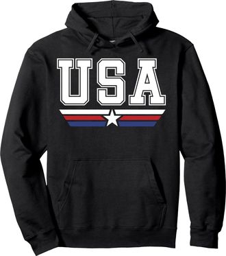 Trendy Apparel USA United States of America Tricolor Banner Pullover Hoodie