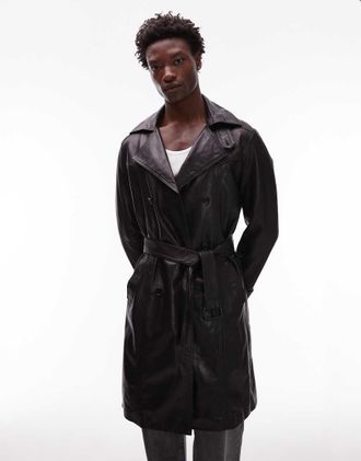 AllSaints Kellett - Trench-coat en cuir - Noir