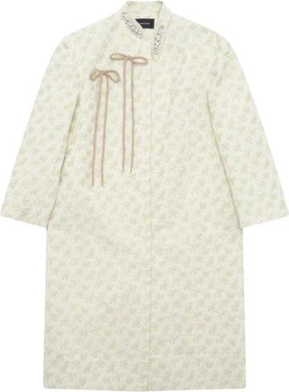 Simone Rocha Femme, Robes, Vert, Taille: 38 FR Long Offset Fragment Collar Coat w/ Emb