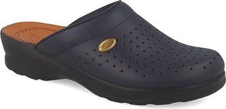 FLY FLOT | Woman Professional, sabots sanitaires pour femme, pantoua avec empeigne en cuir perfor&eacute;, semelle int&eacute;rieure en cuir, bleu, 39 EU