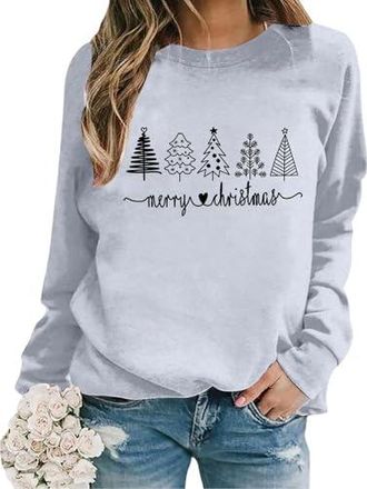 Generic Pull Noel Femme Manches Longues, Pull Moche De Noel Femme Col Rond Imprimé Sweat De Noël sans Capuche Pulls Chic Et Elegant Sweatshirt Hiver Loisirs C