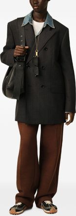 Ami Pinstripe Double-Breasted Blazer - Charcoal