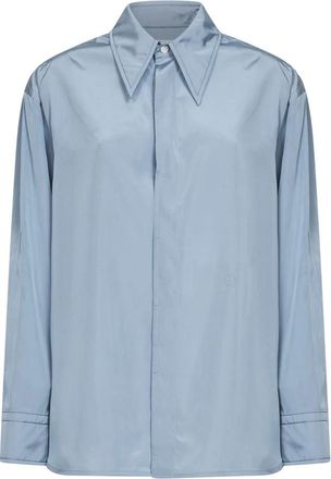 Bottega Veneta Femme, Blouses et Chemises, Bleu, Taille: 38 FR Washed Parachute Shirt