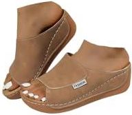 Generic Sandales orthop&eacute;diques compens&eacute;es pour femme - Coupe large - Avec soutien de la vo&ucirc;te plantaire - Bout ouvert - Antid&eacute;rapantes - Chaussures plates - P