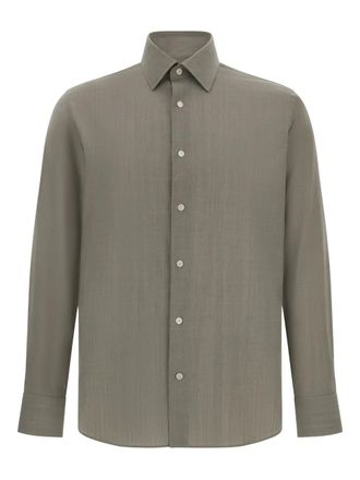 Boggi Milano chemise &agrave; col en laine - Gris