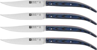 Zwilling Zwilling -Steakmesserset Nitrostahl/Micarta Stahl/Blau -Länge: 23 cm-4er-Set