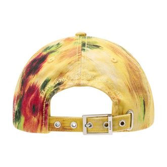 Ganni Womens B3020171-01f Tie-Dye Cotton Baseball Cap Yellow