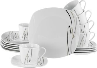 CREATABLE CreaTable, 19505, Serie Amelie Piazza, 18-teiliges Geschirrset, Kaffeeservice aus Porzellan, spülmaschinen- und mikrowellengeeignet, Qualitätsprodukti