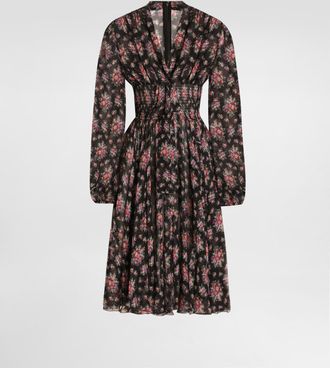 Dolce & Gabbana Kleid Aus Chiffon Mit Einem Print Mit Kleinen Blumenstr&auml;u&szlig;en - Frau Kleider Mehrfarbig 42