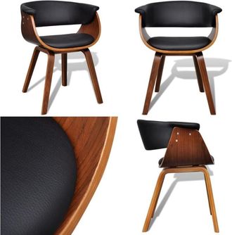 vidaXL Vidaxl - Esszimmerstuhl Bugholz und Kunstleder - Esszimmerstuhl - Küchenstuhl - Stuhll Leder - Buchtholz Stuhl - Schwarzer Stuhl - Home & Living