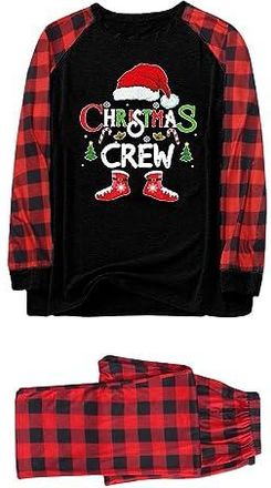 Generic Ensemble de Noël pour papa et homme, vêtements de famille, vêtements assortis à carreaux mignons à manches longues et pantalon, sweat-shirt, pyjama, t