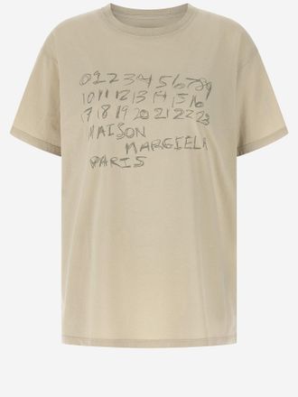 Maison Margiela Womens Cotton T-Shirt With Logo Cream T-Shirts & Jerseys