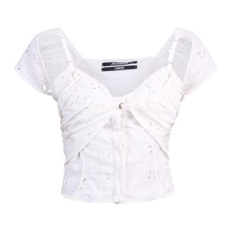 Jacquemus Wei&szlig;es T-Shirt mit Sweetheart-Ausschnitt und Lagen - - Blouses & Shirts - Damen - Wei&szlig; - M