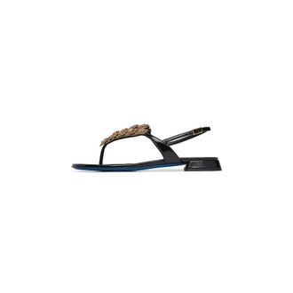 Loriblu Sandalen mit Schmuck-Zehentrenner aus schwarzem Nappaleder - - Shoes - Damen - Mehrfarbig - 37 EU