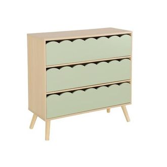 Sweeek Commode Enfant d&eacute;cor Bois Vert 3 tiroirs. Pieds Bois de pin - 80 x 30 x 79 cm - Azur