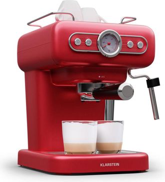 Klarstein Klarstein machine &agrave; expresso porte-filtre avec mousseur &agrave; lait mini machine &agrave; expresso r&eacute;tro 12 L avec porte-filtre petite machine &agrave; caf&eacute; 950 W