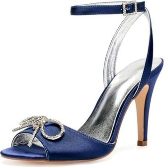 Generic Chaussures De Mariage &Agrave; Talon Haut Sandales &Eacute;l&eacute;gant Bout Ouvert Sexy Mari&eacute;e Dress F&ecirc;te High Heels 10.5Cm,Dark Blue,36 EU