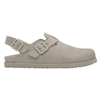 Estro & Luminara Femme, Chaussures, Gris, Taille: 37 EU Sandales Sabots en Velours Gris Clair