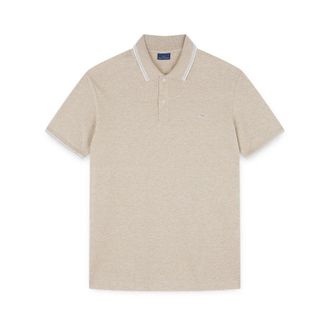Paul & Shark Homme, Tops, Beige, Taille: M Polo en coton piqué jaspé avec finitions rayées