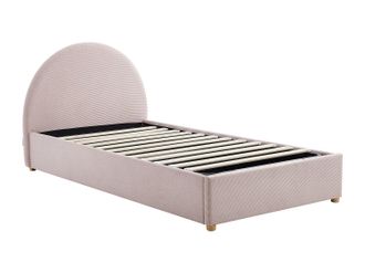 Vente-Unique Lit Coffre 90 x 190 cm - Velours cÙtelÈ - Rose - LIRIMO