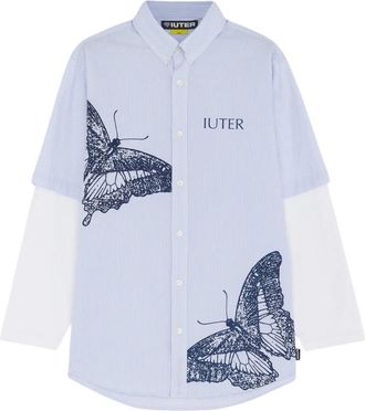 Iuter Iuter, Homme, Chemises, Bleu, Taille: M Double Butterfly Stripes Shirt
