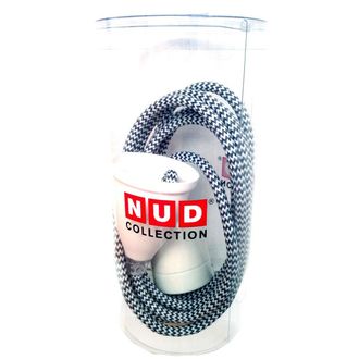 NUD Collection Hängelampe mit dunkelgrau-weiss gezacktem Textilkabel, classic white crosswalk TT92