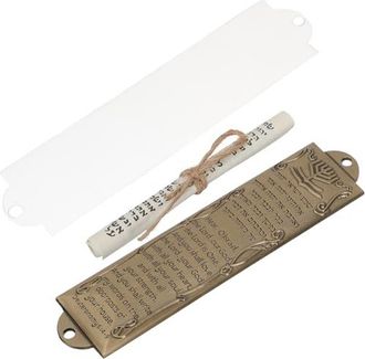 Pretyzoom Mezouza D&eacute;corative en M&eacute;tal Alliage 132Mm Bleu Antique Versets H&eacute;bra&iuml;ques Ornement Religieux pour Porte D&eacute;coration de Mezouza pour Pri&egrave;re Catholique e