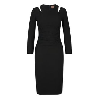 HUGO BOSS Dadeka Bodycon Kleid f&uuml;r Damen, Rundhalsausschnitt, Schmal (Schwarz)