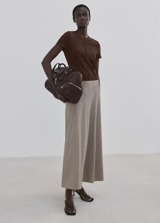 Mango Baumwoll-T-Shirt mit N&auml;hten braun - Damen - XS - MANGO