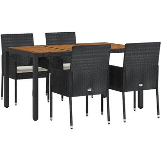 vidaXL Vidaxl - Ensemble &agrave; manger de jardin coussins 5pcs Noir R&eacute;sine tress&eacute;e