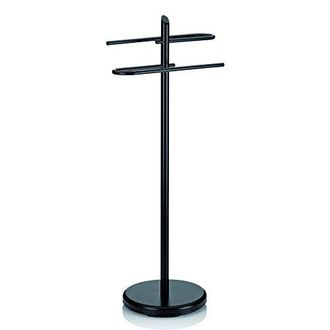 KELA Handtuchhalter stehend 88cm, Handtuchständer mit 2 Handtuchstangen, KEN, Metall pulverbeschichtet, Handtuchhalter schwarz