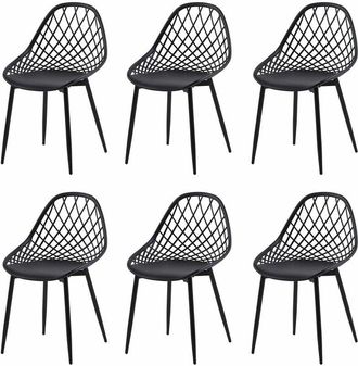 Eggree Eggree - Lot de 6 Chaises de Salle à Manger de Style Scandinave-Noir
