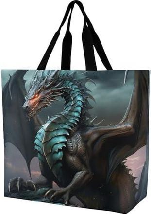 Generic Dragon Cool Sac &Agrave; Bandouli&egrave;re Grand Sacs De Courses Pliable Sac Cabas Pour Gym Plage Universit&eacute;
